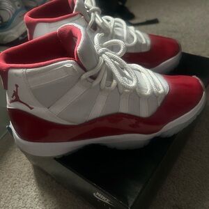 Jordan | Shoes | Jordan Red And White Sneakers With Patent Leather ...